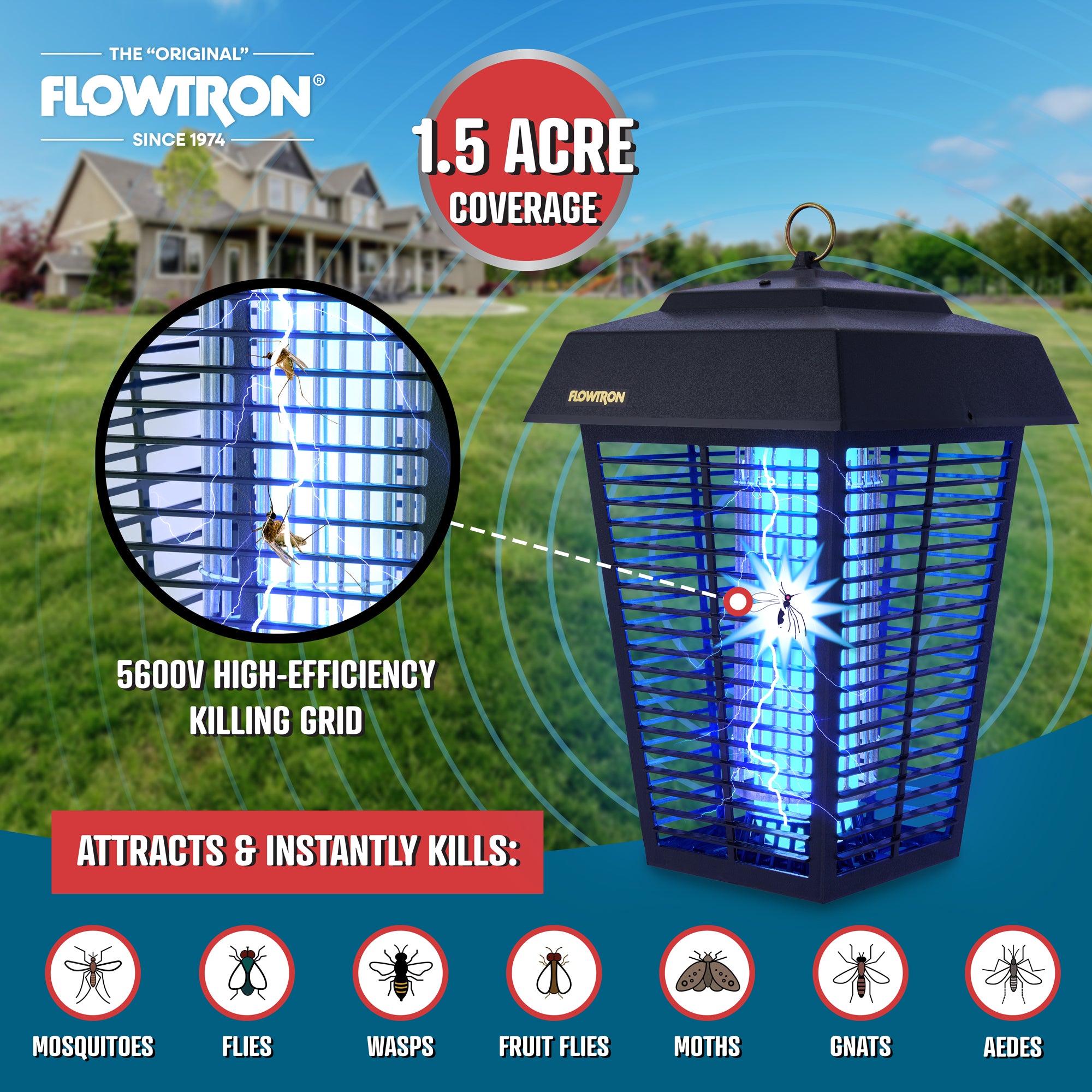 Flowtron Bug Zapper | Effective 1-1/2 Acre Outdoor Coverage