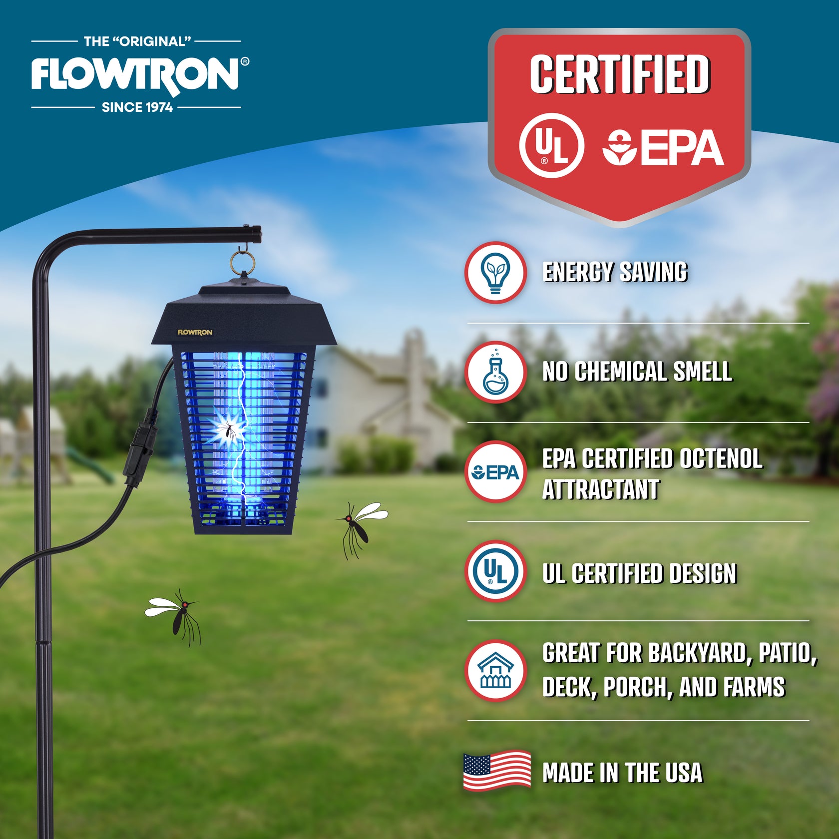 Flowtron Bug Zapper | Effective 1-1/2 Acre Outdoor Coverage