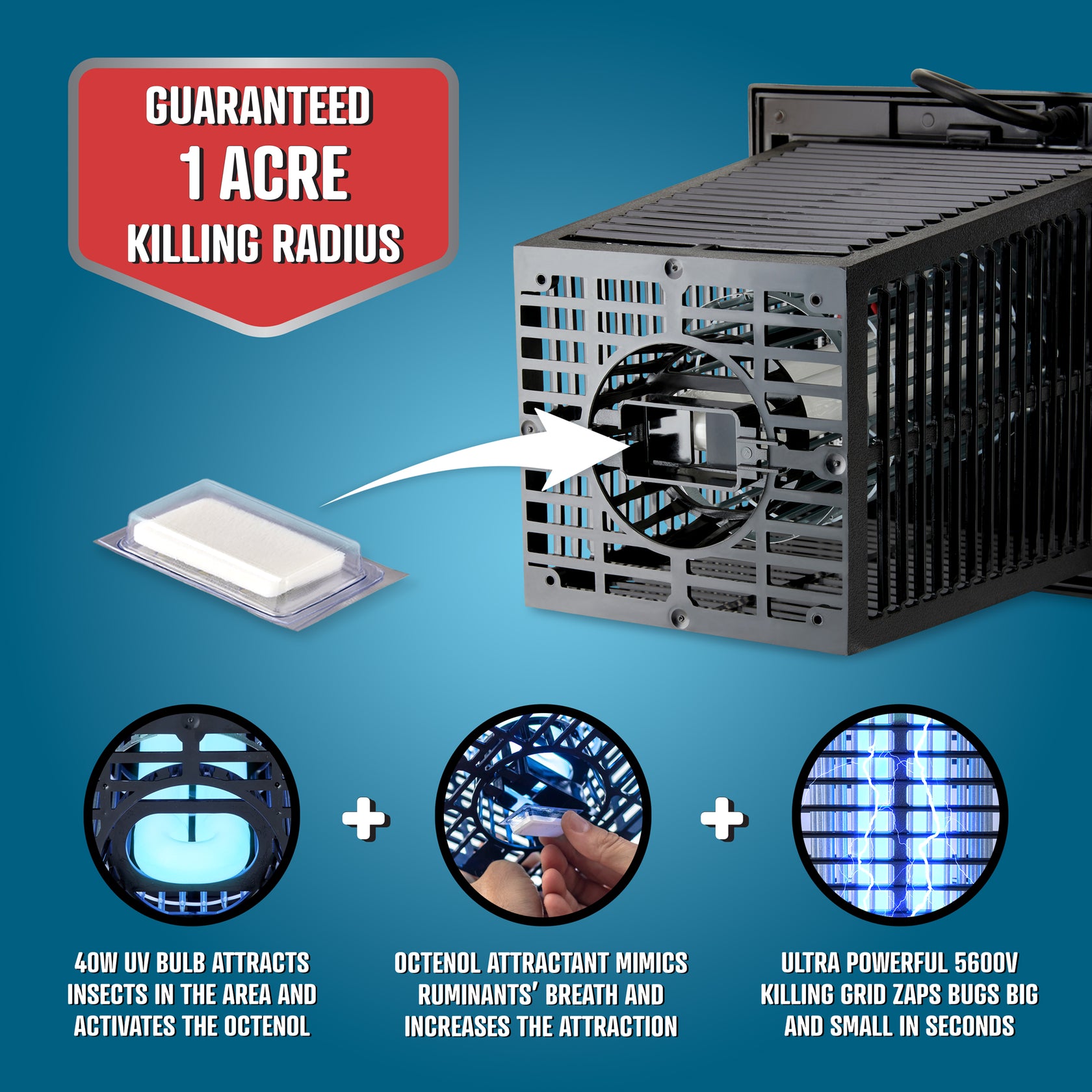 Reliable Bug Zapper for Outdoor Spaces | 1 Acre Coverage | Flowtron