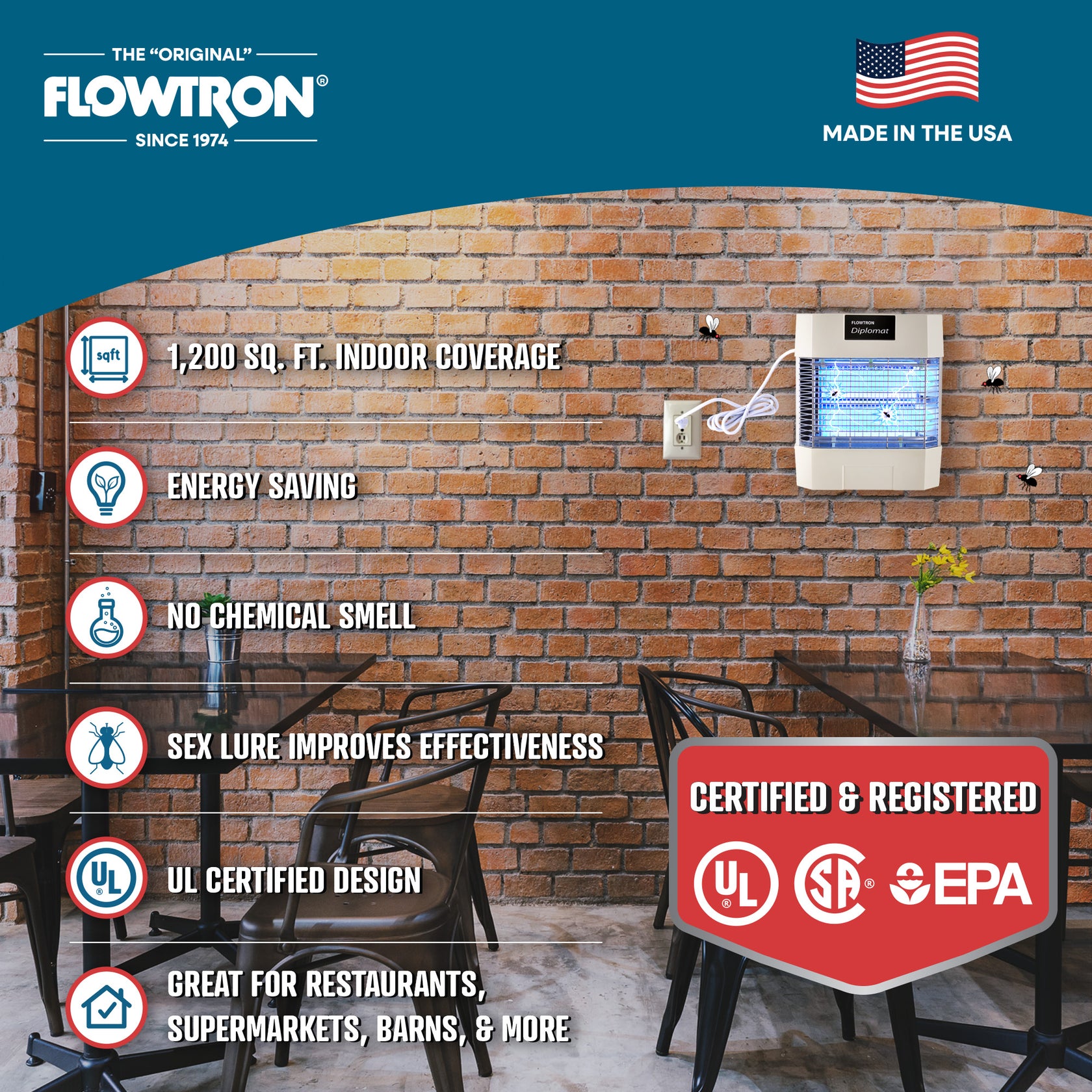 Indoor Bug Zapper for Commercial Spaces | 80W Fly Killer by Flowtron
