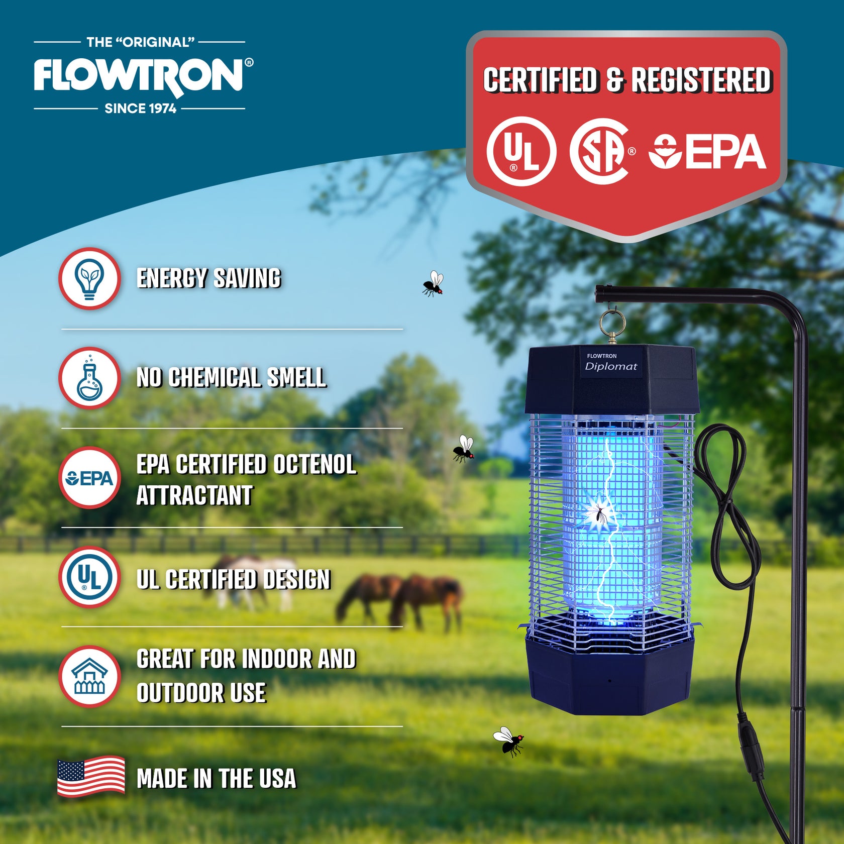 120W High-Performance Indoor/Outdoor Bug Zapper | Flowtron