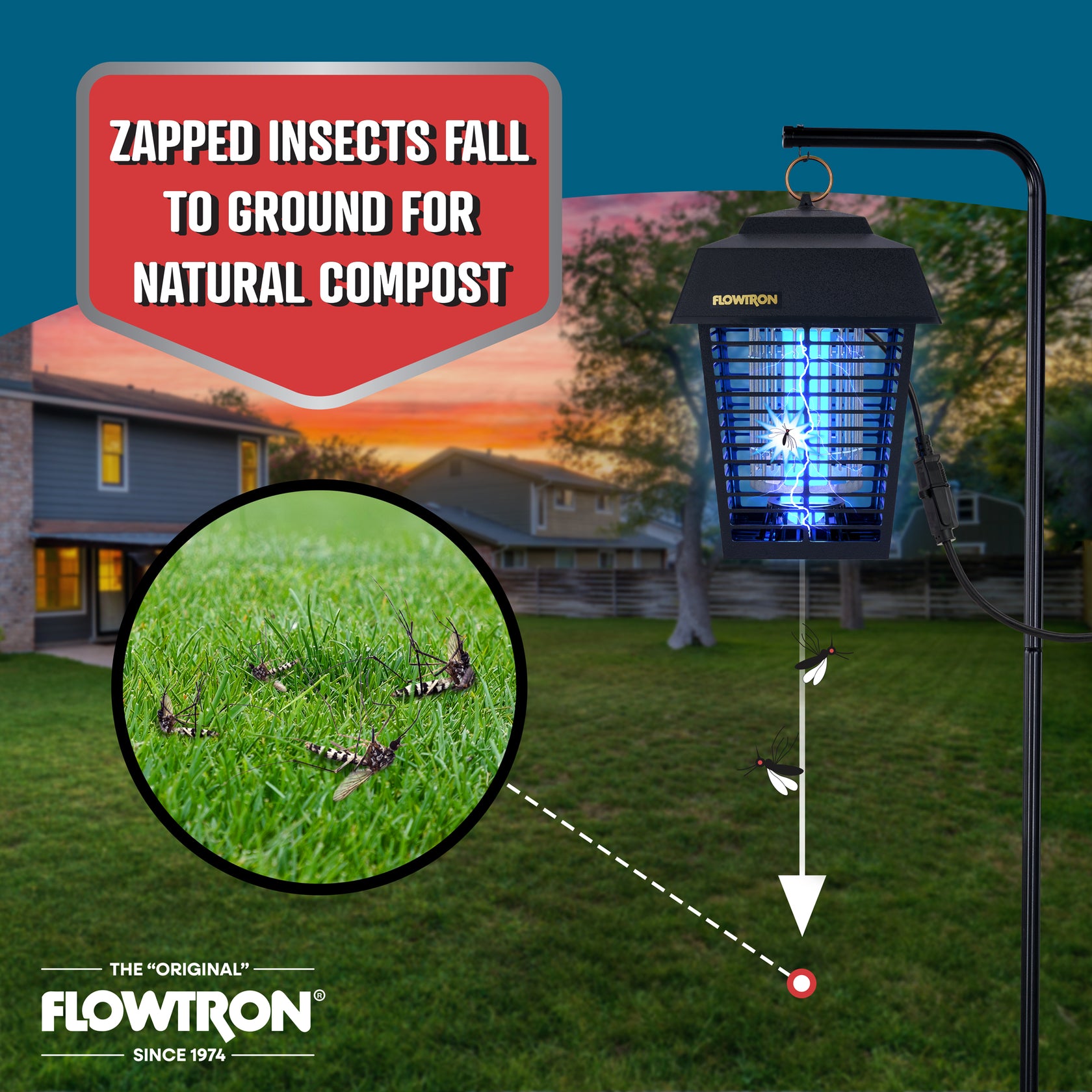 Powerful, Efficient Outdoor Bug Zapper | 1/2 Acre Coverage | Flowtron