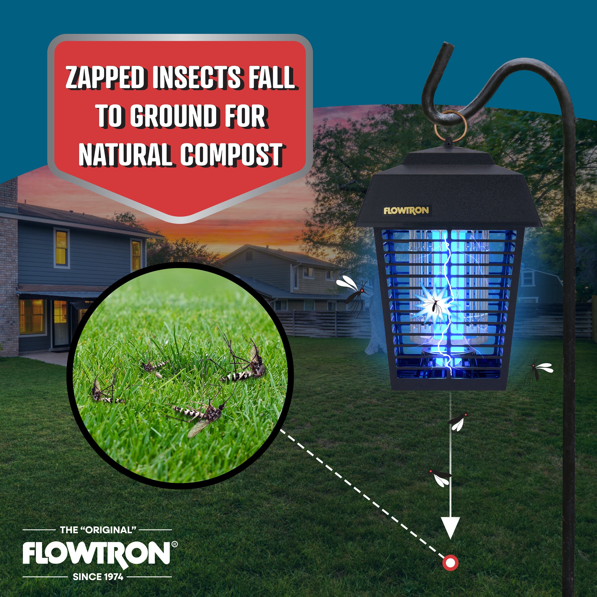 Powerful, Efficient Outdoor Bug Zapper | 1/2 Acre Coverage | Flowtron