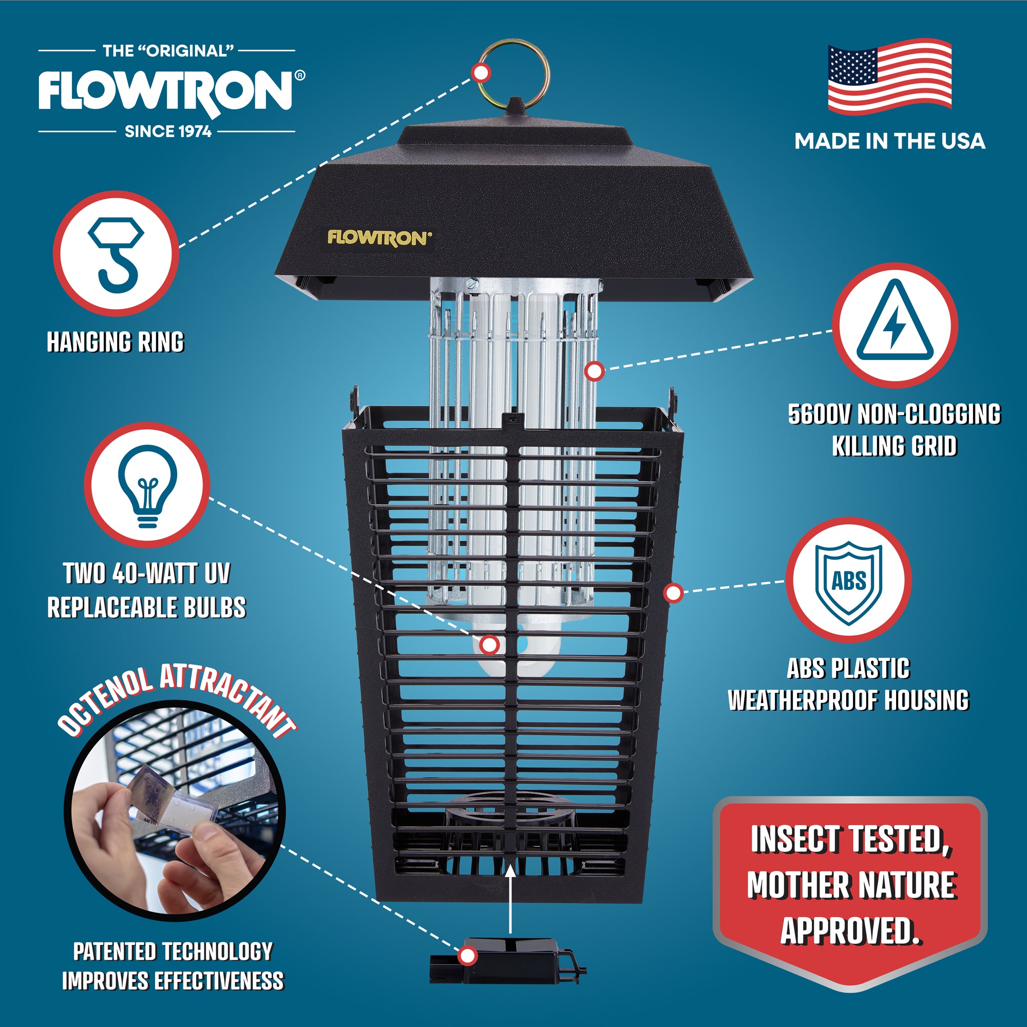 Flowtron Bug Zapper | Effective 1-1/2 Acre Outdoor Coverage