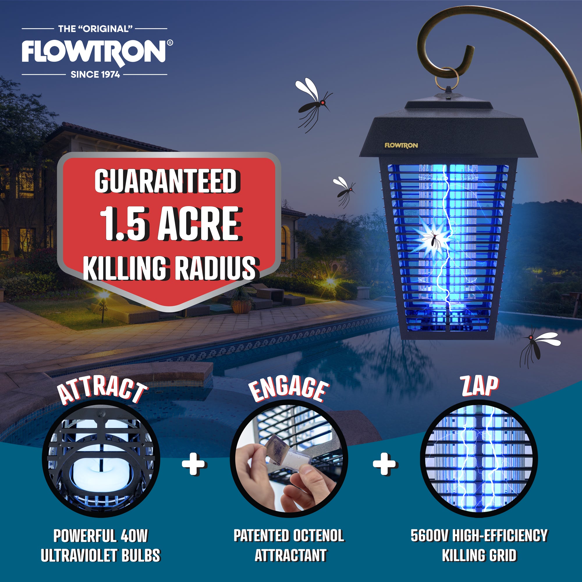 Flowtron Bug Zapper | Effective 1-1/2 Acre Outdoor Coverage